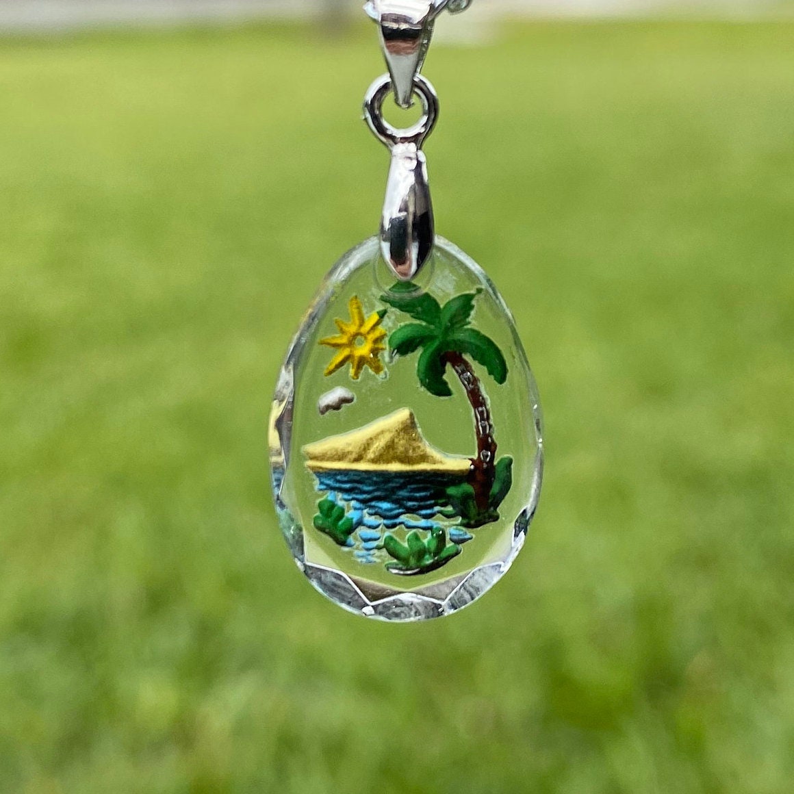 Teardrop Mountain Tropical Scene Vintage German Intaglio - Etsy