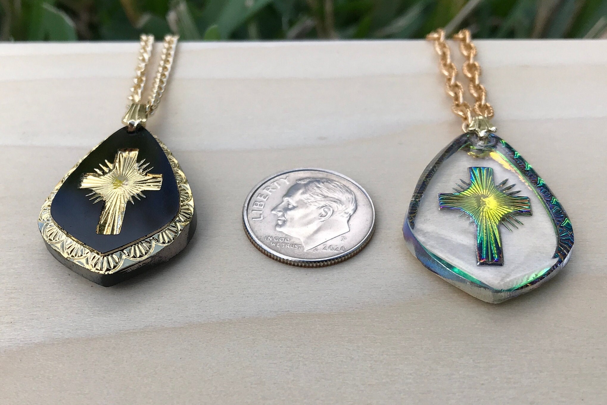 Intaglio Cross on Vintage German Pendant Gold Leaf on Black - Etsy