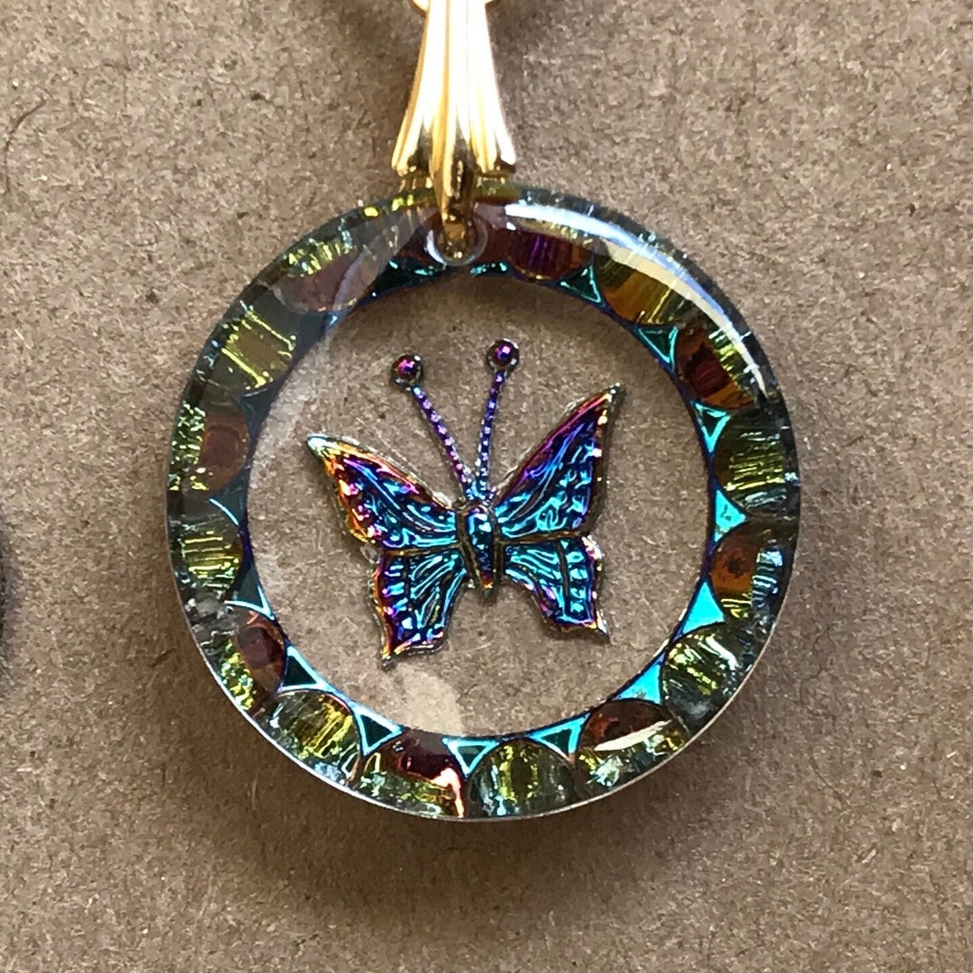 Vintage German Intaglio Butterfly Pendant - Etsy