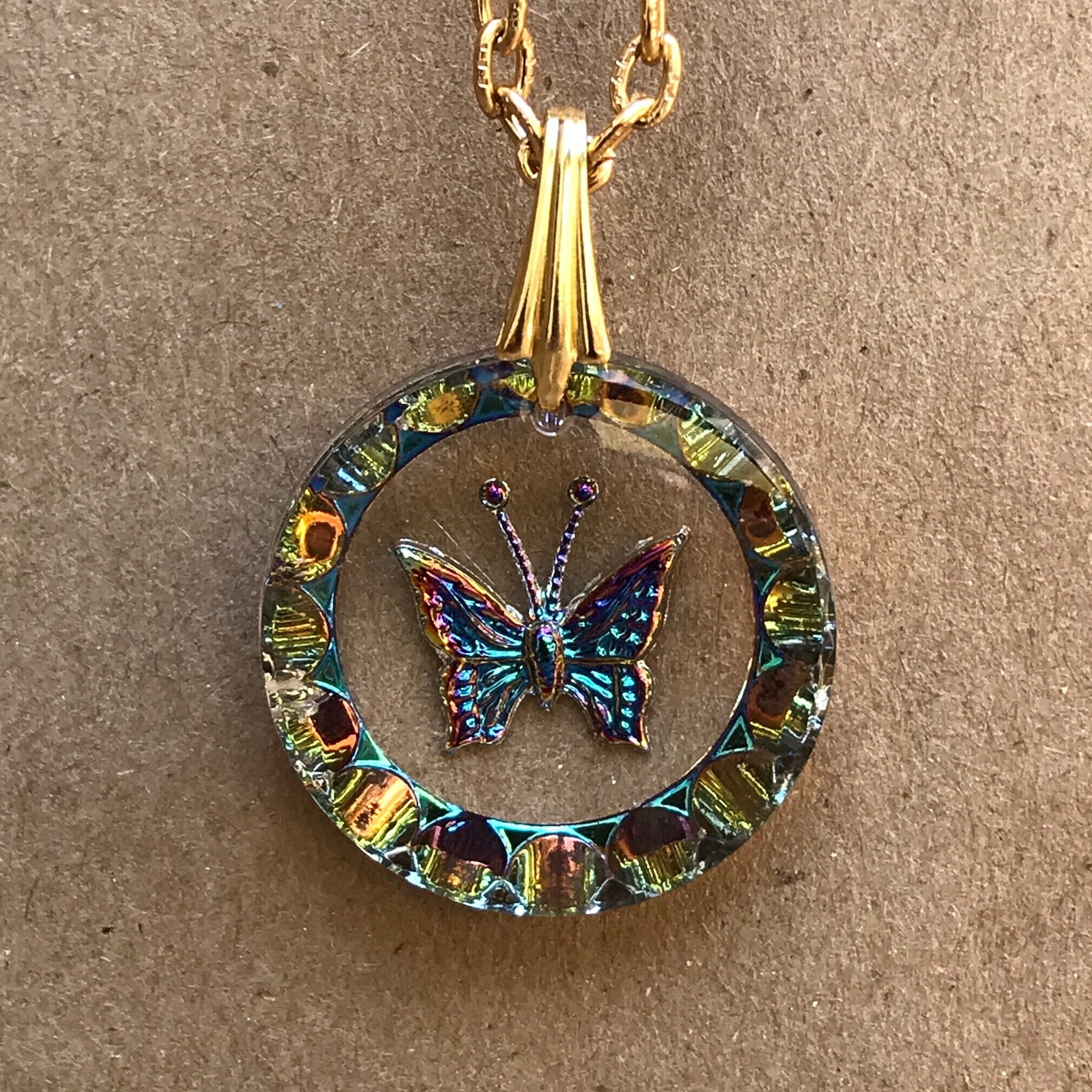 Vintage German Intaglio Butterfly Pendant - Etsy