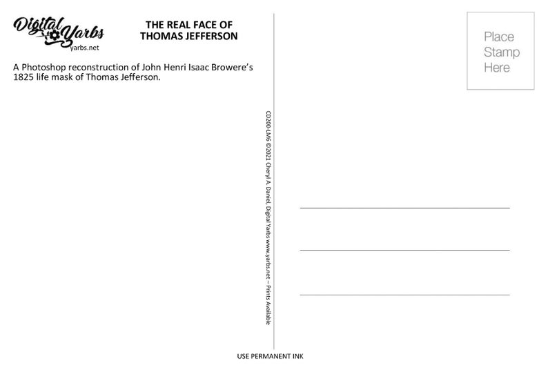 The Real Face of Thomas Jefferson Based Upon His Life Mask 4 X 6 ...