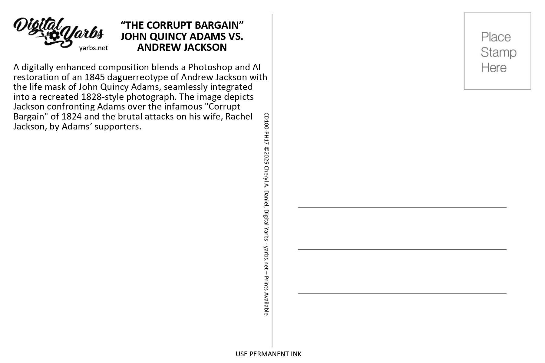 Andrew Jackson VS. John Quincy Adams the Corrupt Bargain 1824 Postcard ...