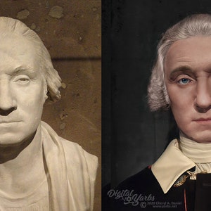 Giclée Print the Real Face of George Washington Houdon Life Mask Signed ...
