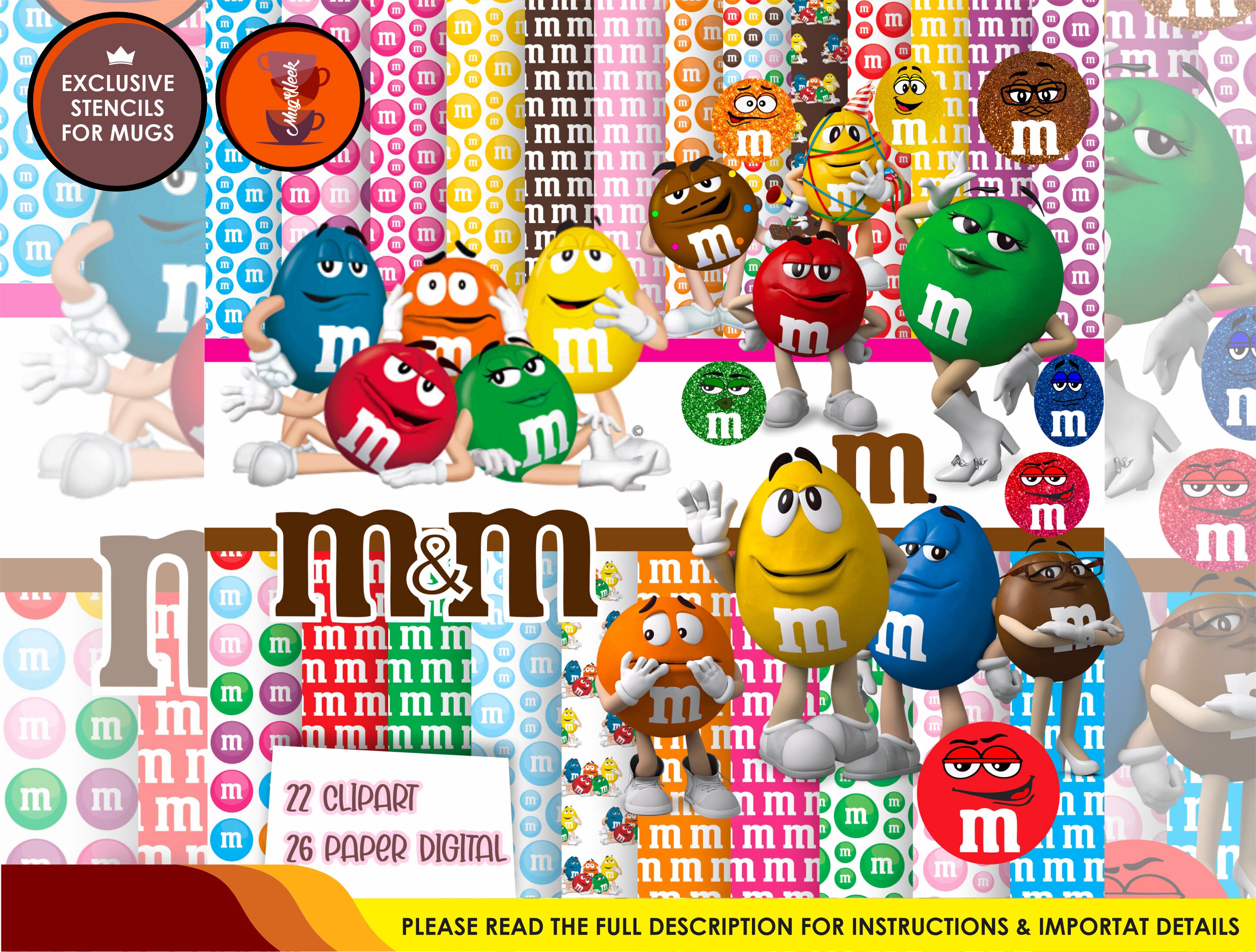M and M PNG M and M Girl Clipart M and M Digital Paper M | Etsy