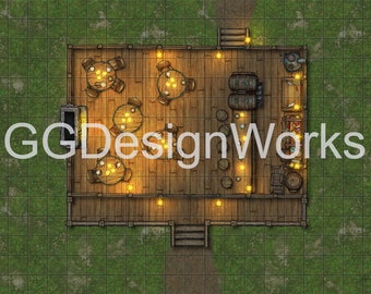Dnd 4k Digital Battle Map - Tavern (day With Grid) Map. Dungeons and ...