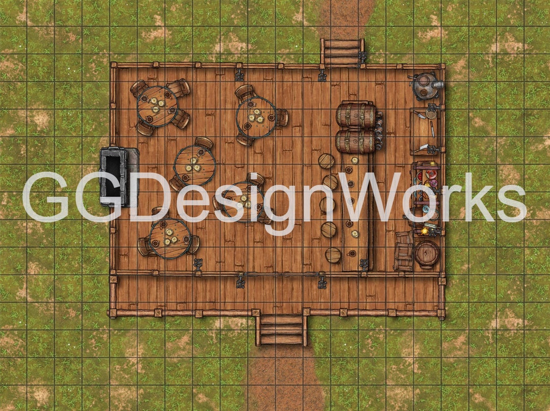 Dnd 4k Digital Battle Map - Tavern (day With Grid) Map. Dungeons and ...