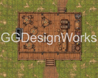 Dnd 4k Digital Battle Map - Tavern (night With Grid) Map. Dungeons and ...