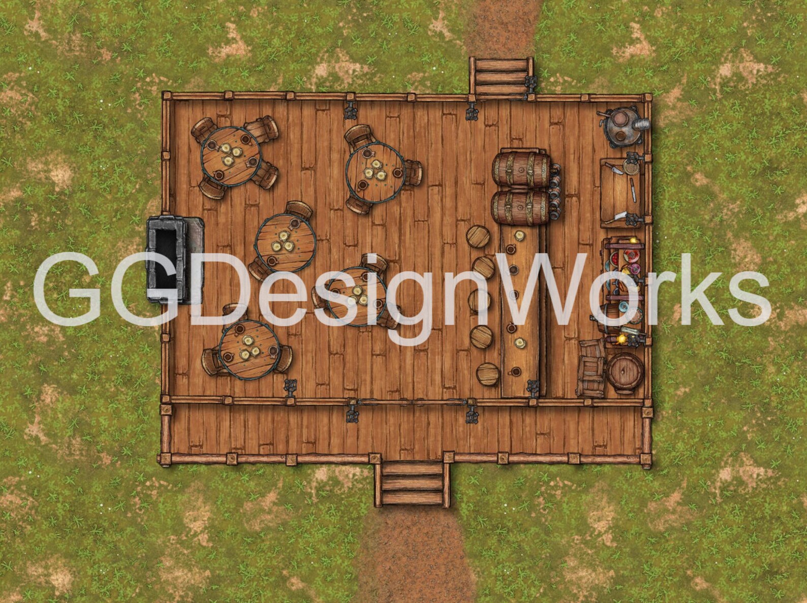 Dnd 4k Digital Battle Map - Tavern (day) Map. Dungeons and Dragons ...