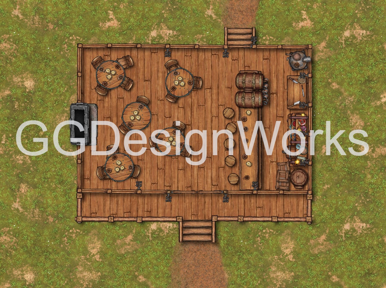 Dnd 4k Digital Battle Map - Tavern (day) Map. Dungeons and Dragons ...