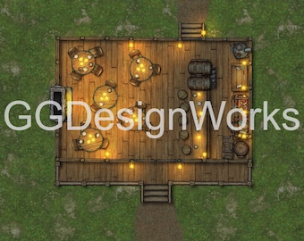 Dnd 4k Digital Battle Map - Tavern (night With Grid) Map. Dungeons and ...