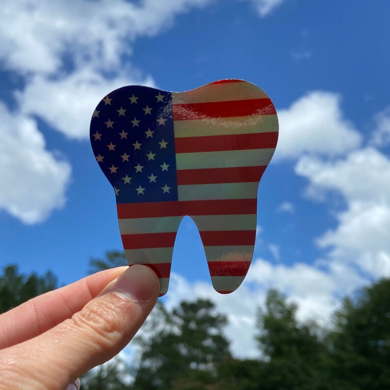 Holographic Tooth American Flag UV Resistant Waterproof - Etsy