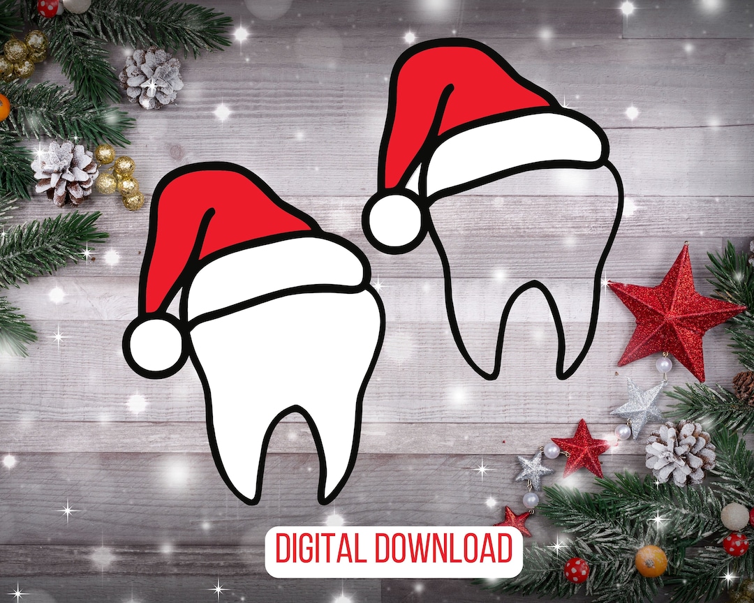 Santa Tooth Cutout Dental SVG Files, Digital Download for Cricut or ...