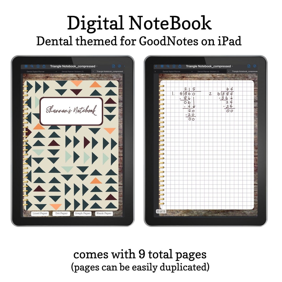 Hand Drawn Triangle Digital Notebook for Goodnotes on iPad 6 Page ...