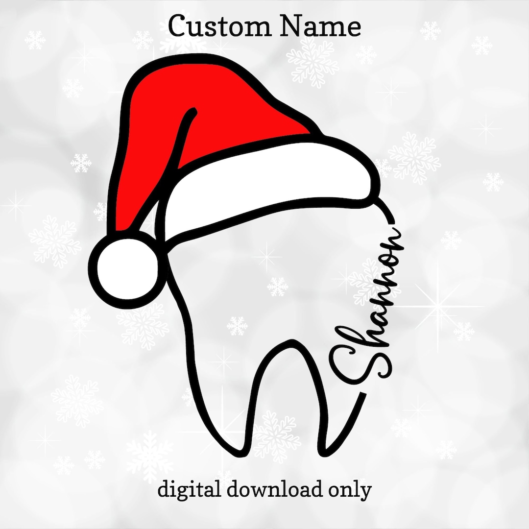 Custom Name Santa Tooth Cutout Dental SVG Files, Digital Download for ...