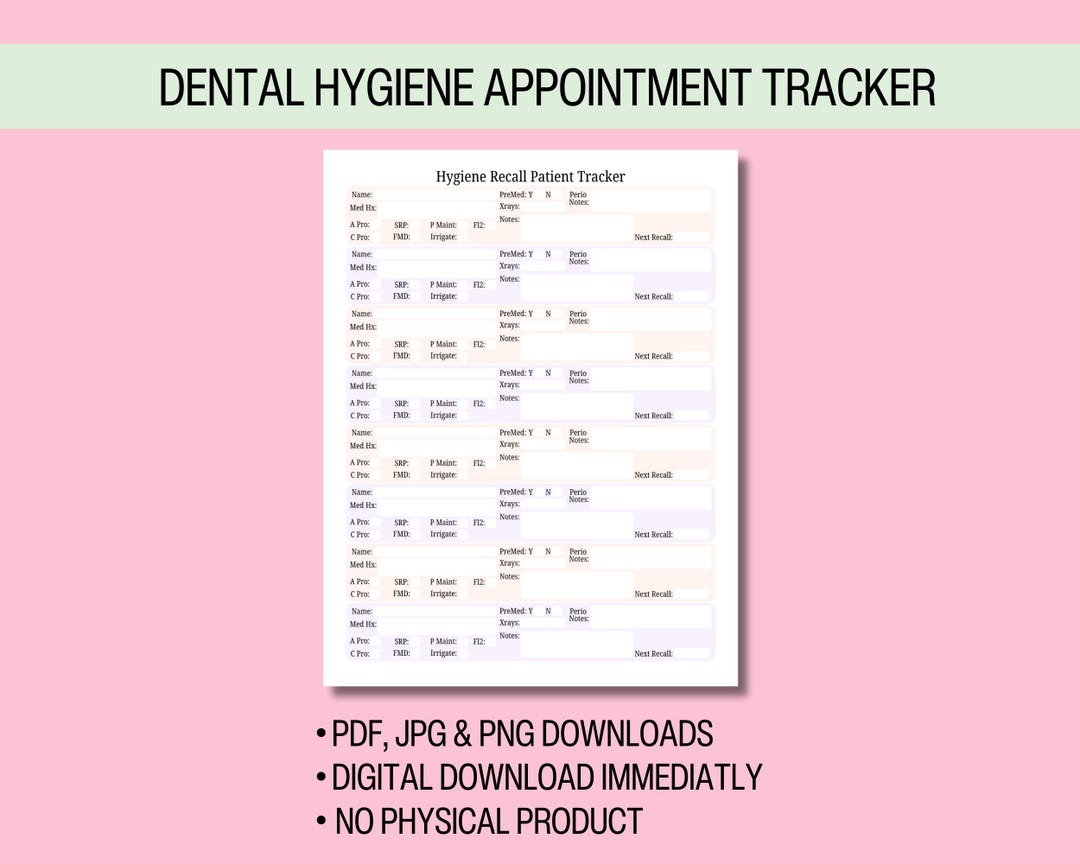 Dental Hygiene Appointment Tracker for Patients Available as an Instant ...