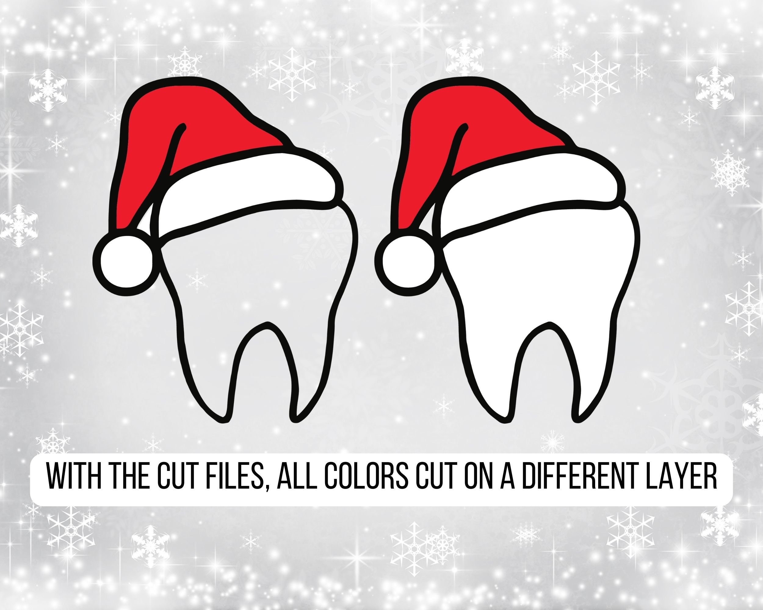 Santa Tooth Cutout Dental SVG Files, Digital Download for Cricut or ...