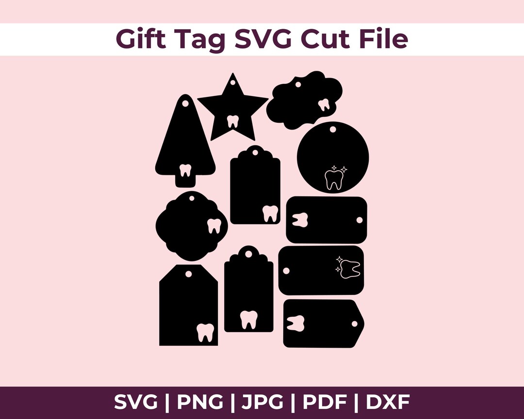 Tooth Cutout Dental Gift Tag SVG Files, Digital Download for Cricut or ...