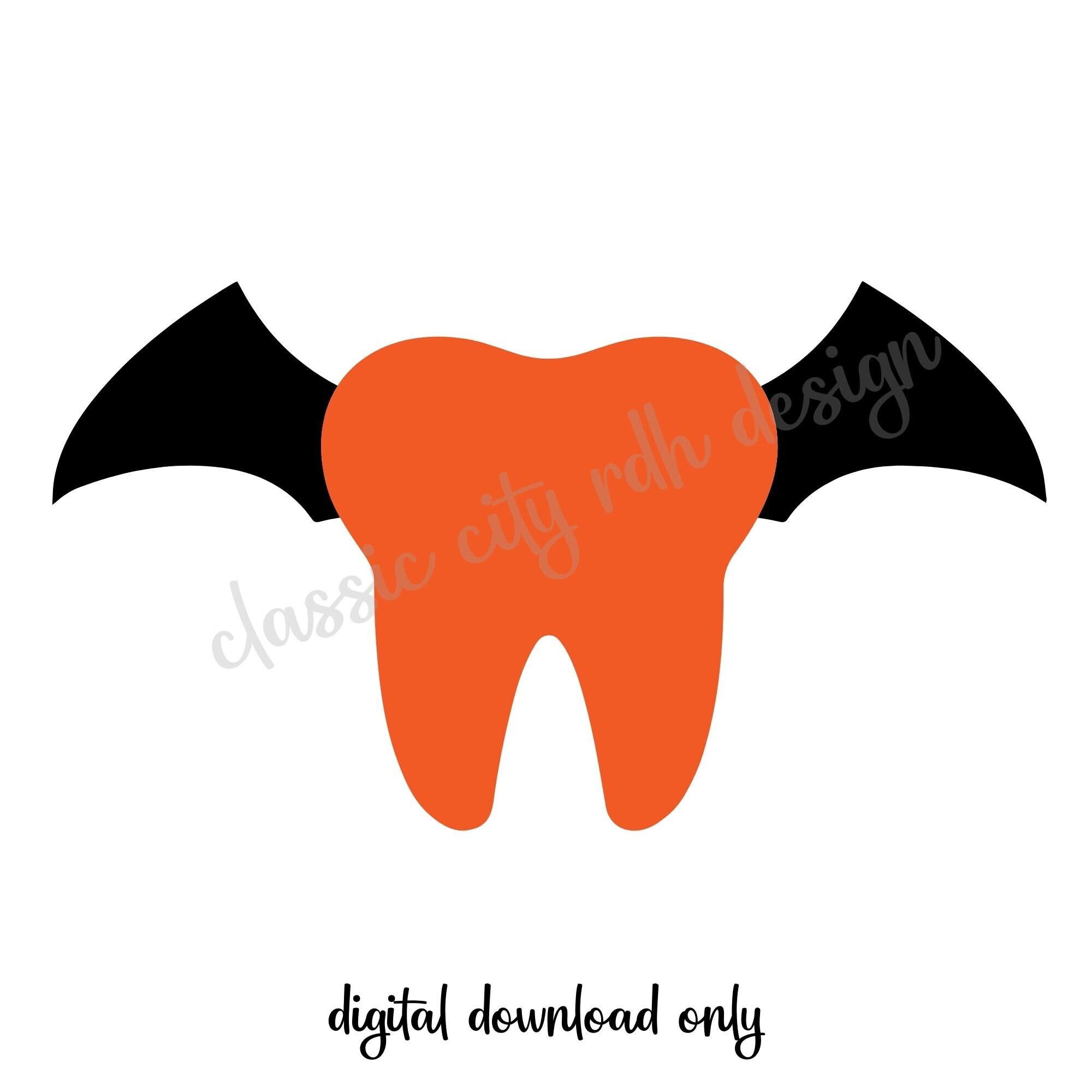 Tooth Bat Wing Halloween With Eyes SVG Files, Digital Download for ...