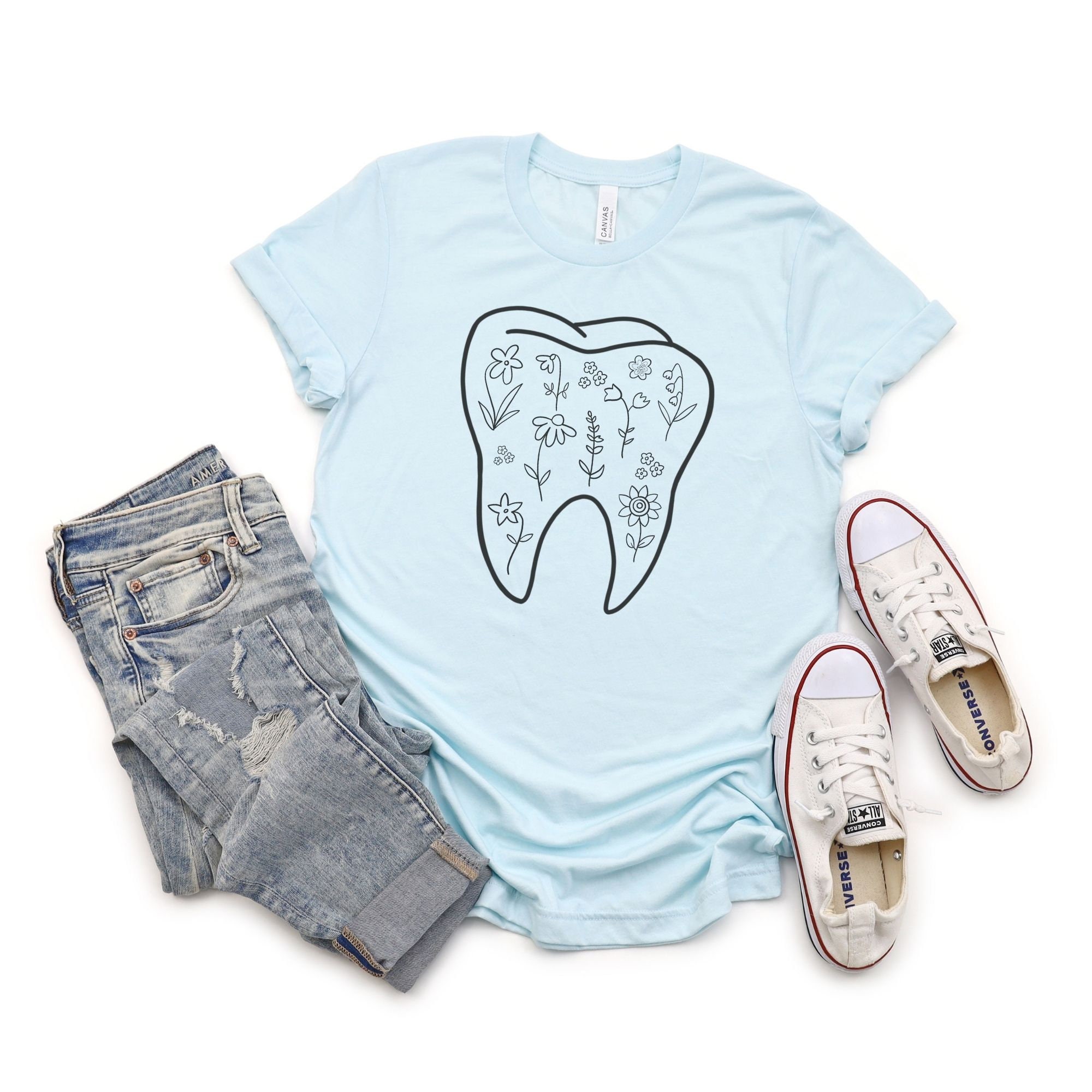Dental Shirt. Tooth Flower Shirt, Dental Gift, Tooth Shirt, Dental Art ...