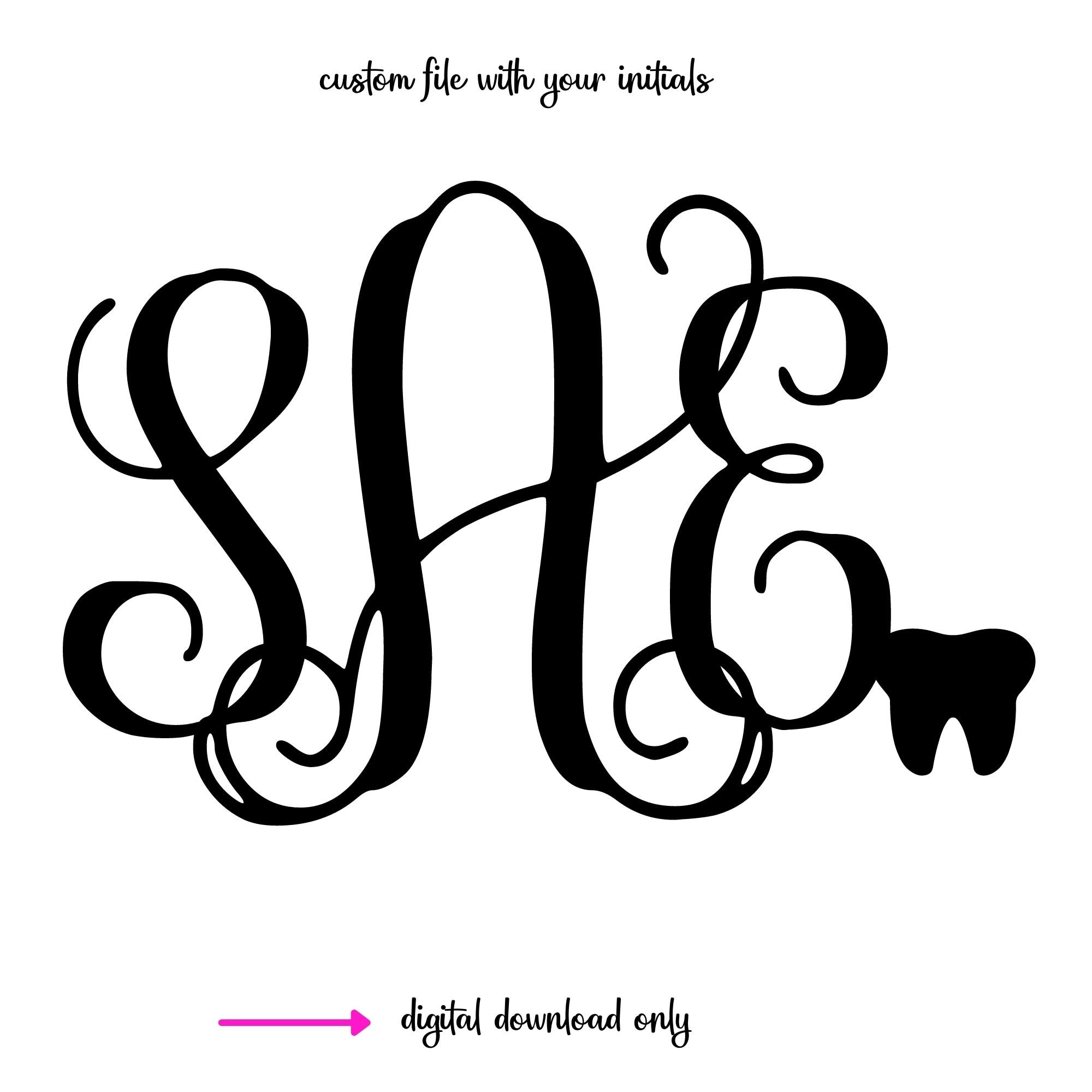 Custom Tooth and Vine Monogram SVG Files Digital Download for - Etsy