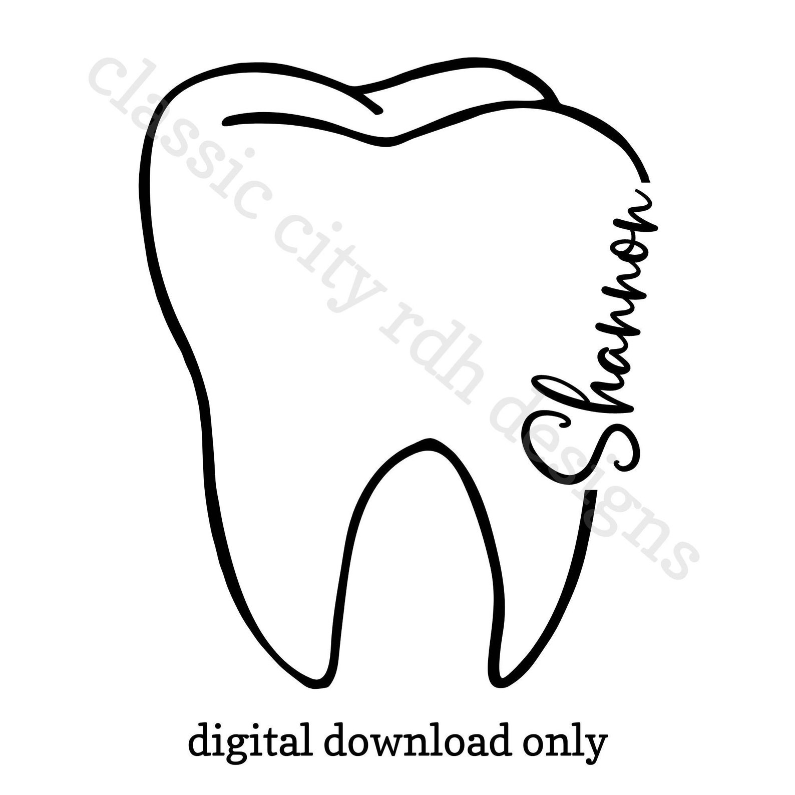 Custom Name Tooth Cutout Dental SVG Files, Digital Download for Cricut ...