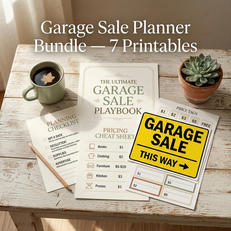 Garage Sale Bundle: Playbook, Checklist, Pricing Sheets (7 Printables ...