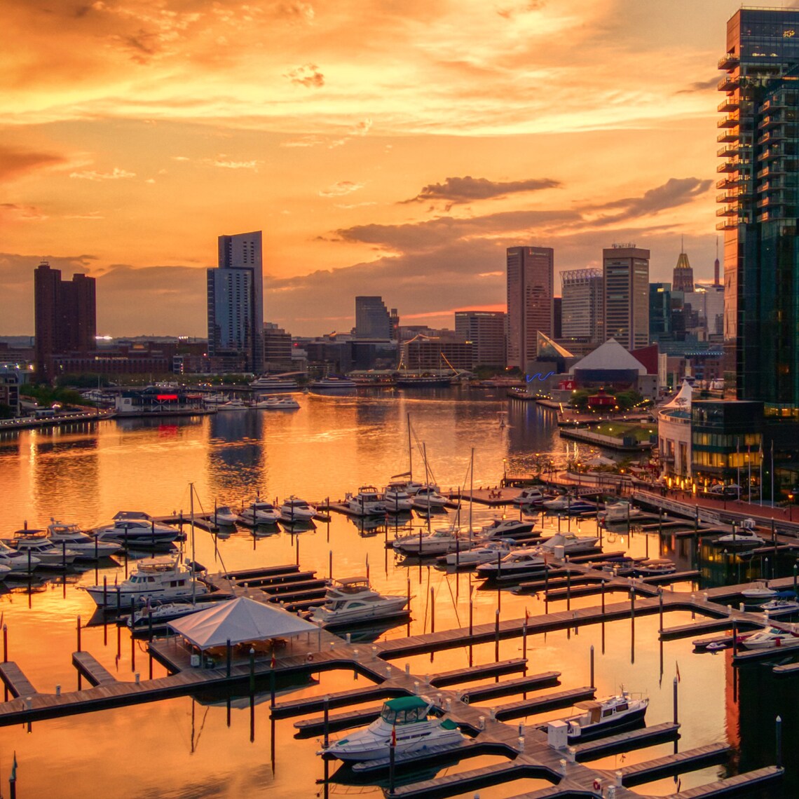 Harbor East Sunset Baltimore Drone Photo Gallery Wall Art - Etsy