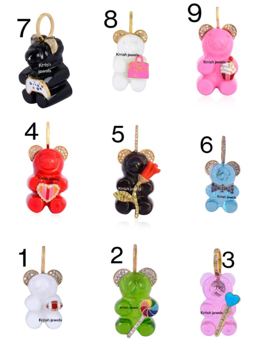 Beautiful Gummy Bear Cham Candy Bear Pendant Carving Teddy - Etsy