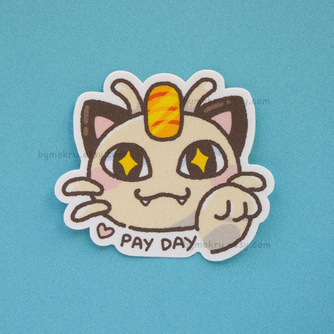 Pay Day Meow Sticker: Waterproof Neko Cat Decal - Etsy