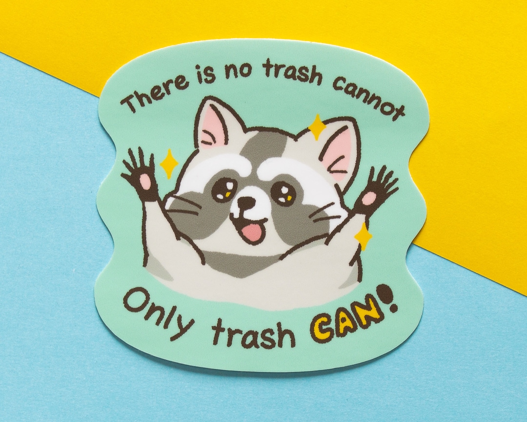 Trash Raccoon Sticker Trash Can, Cute Animal Sticker, Laptop Decal ...