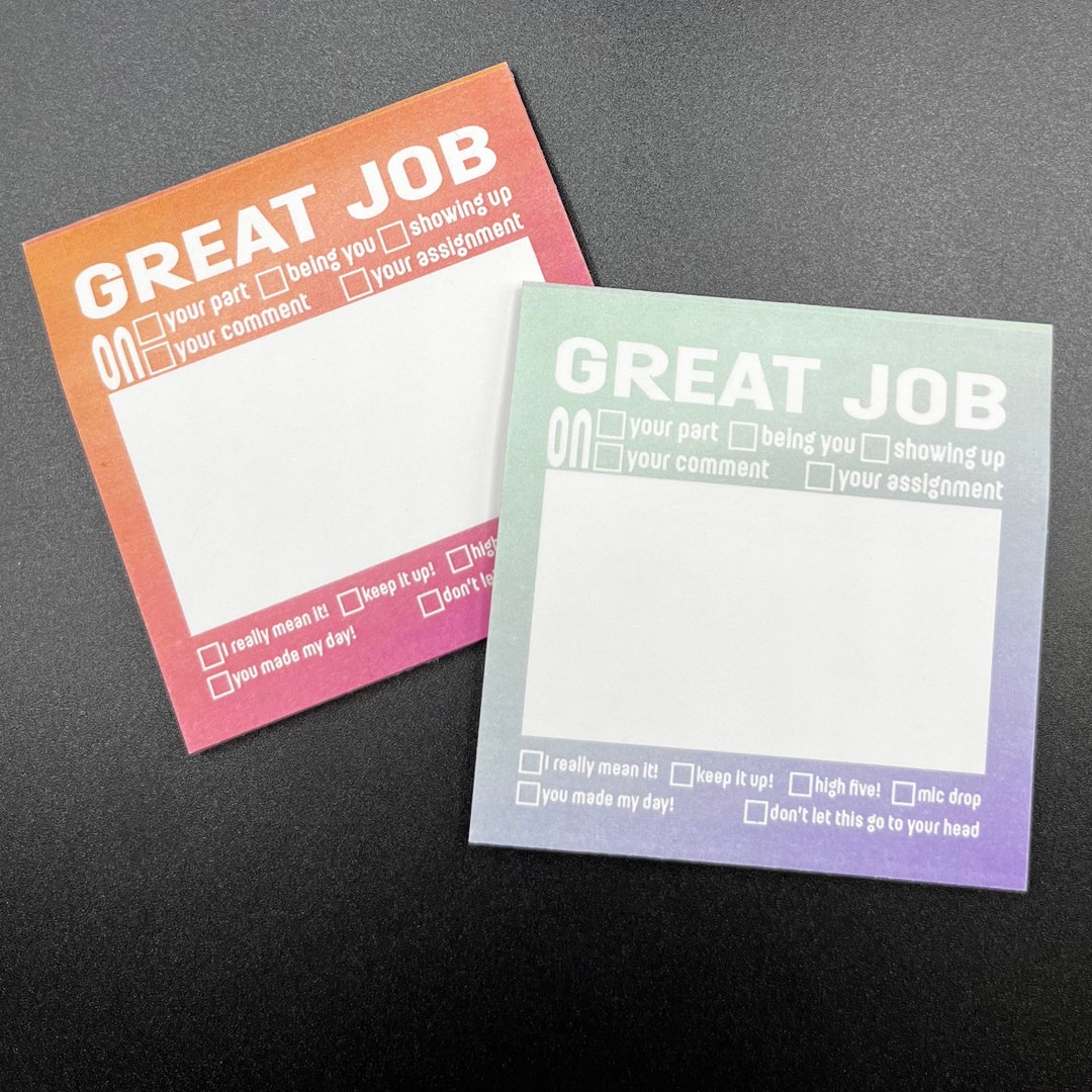 Great Job Sticky Notes JW - Etsy