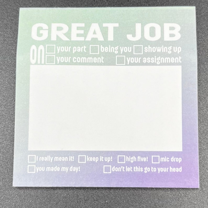 Great Job Sticky Notes JW - Etsy