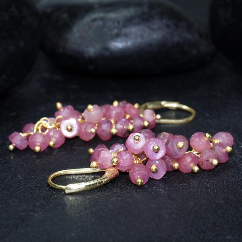 Ruby Faceted Bead Earrings for Women, Red Ruby Earrings, Handmade ...