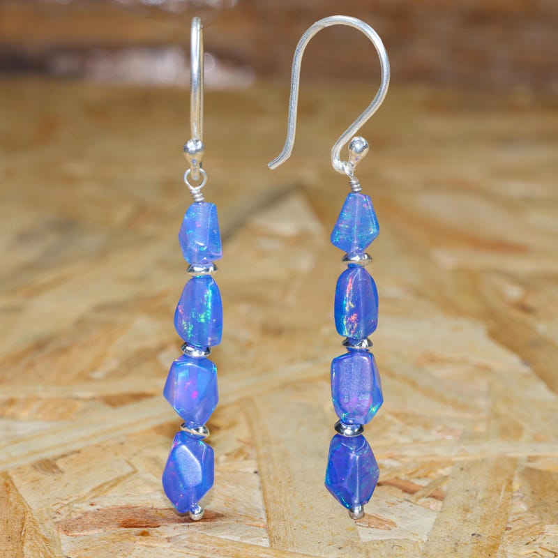 Blue Opal Earrings - Etsy