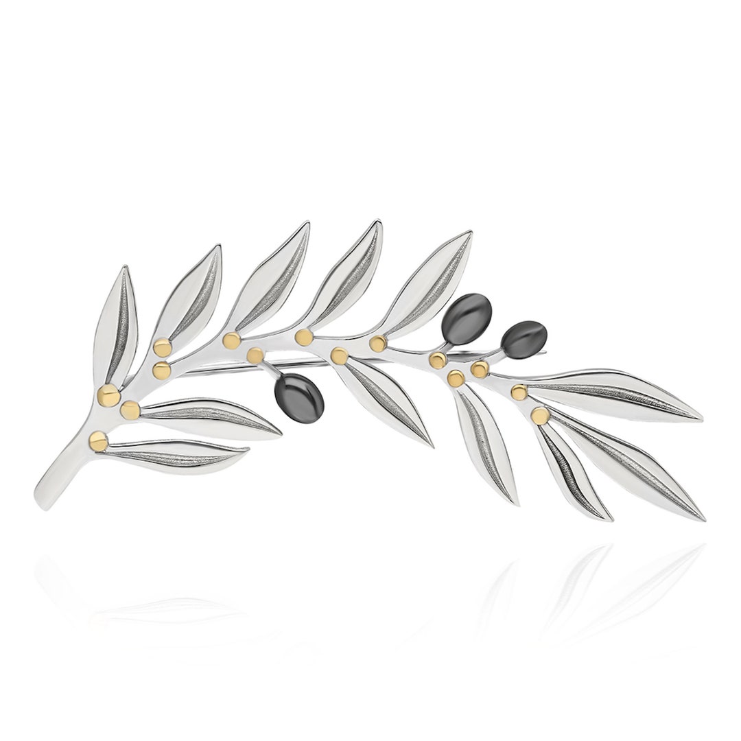 Big Olive Branch Pin, Silver Olive Tree Brooch, Bold Statement Jewelry ...