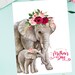 Mothers Day Card, Mommy and Me, Elephant Card, Card for Mom, Mothers ...