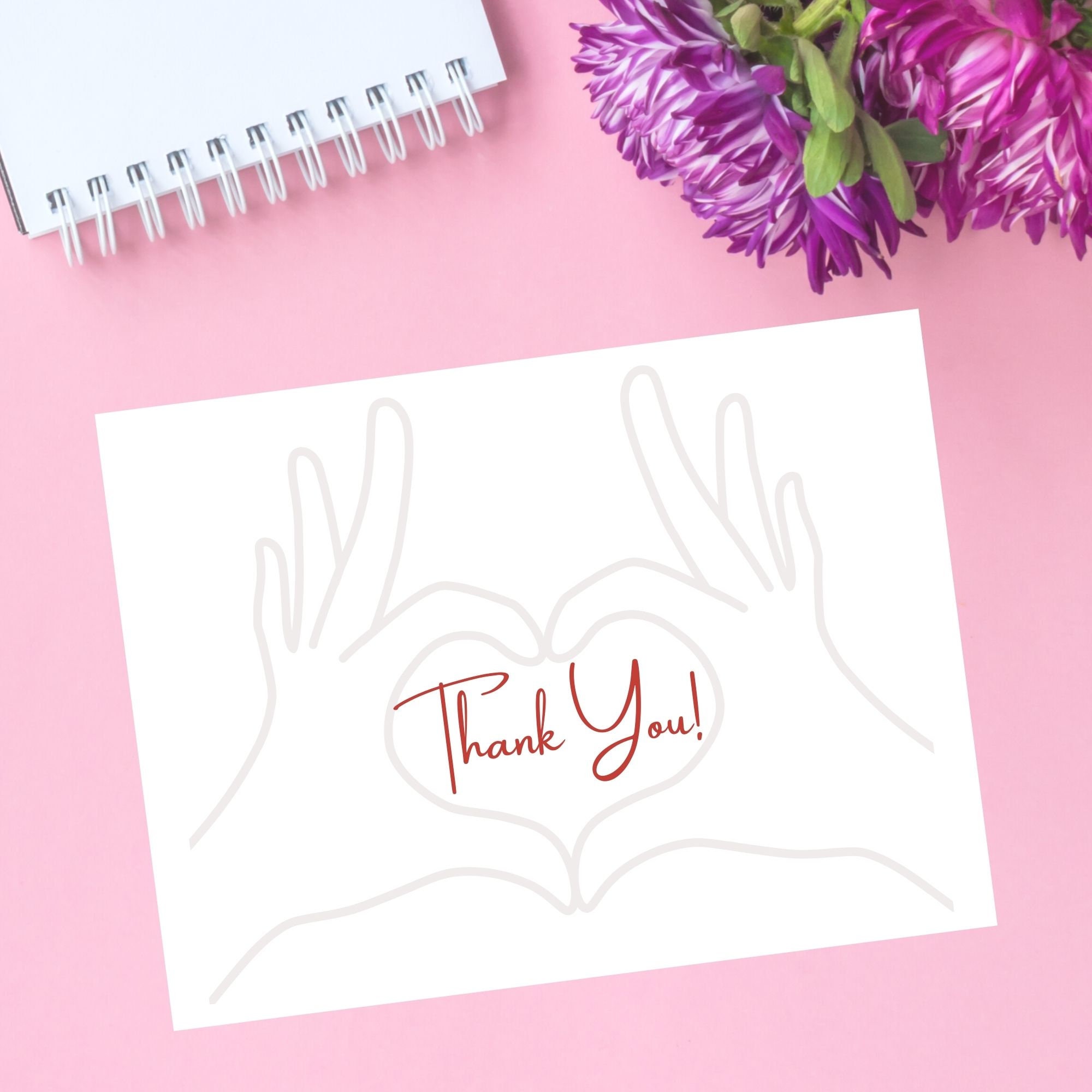 Thank You Cards, Heart Hand Thank You Card, Bulk Thank You Cards ...