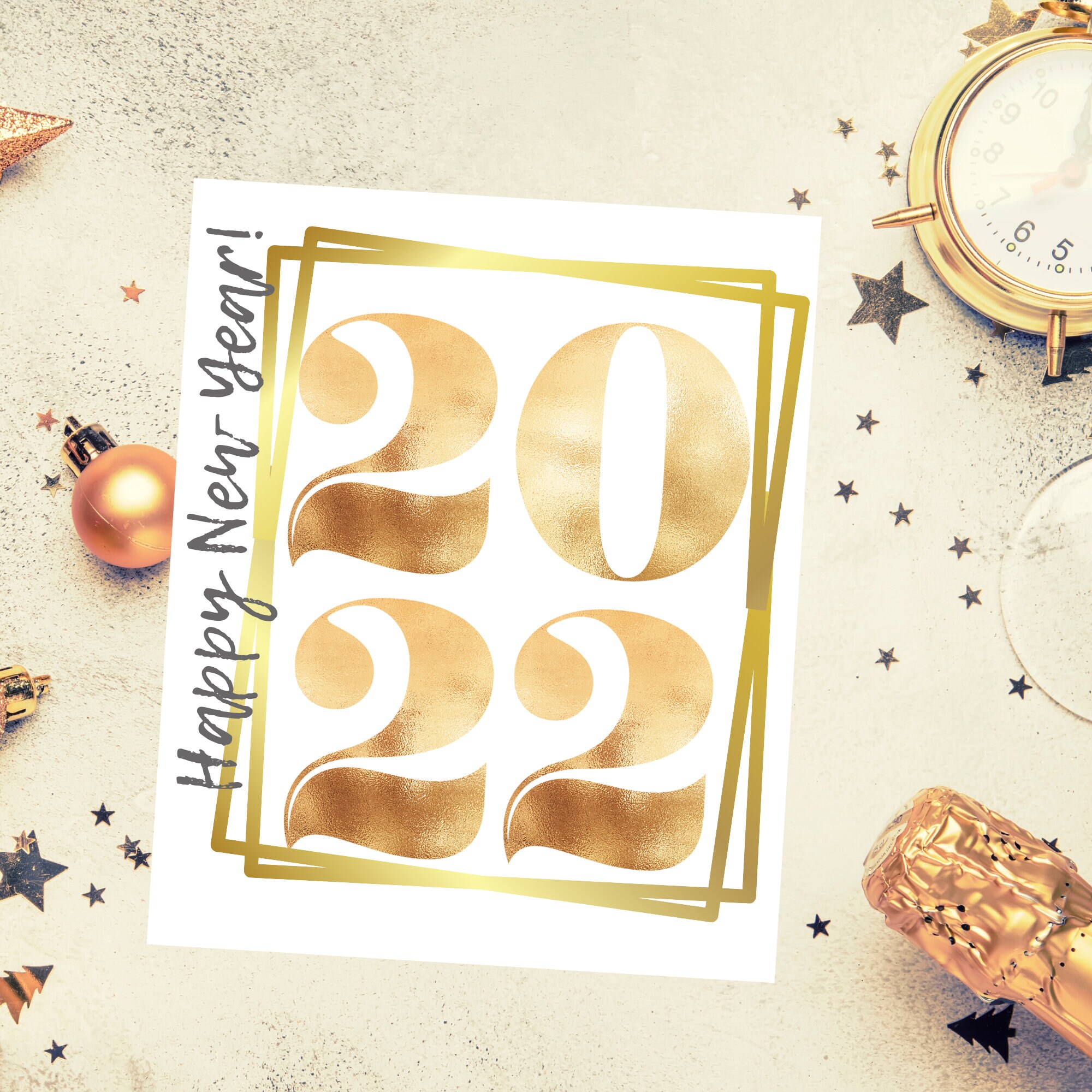 10 Card Set New Years Card Happy New Year 2022 Card Happy - Etsy