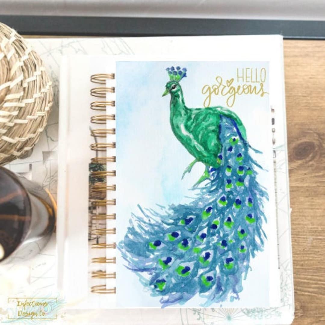Hello Gorgeous, Peacock Art, Spiral Journal, Peacock Journal, Peacock ...