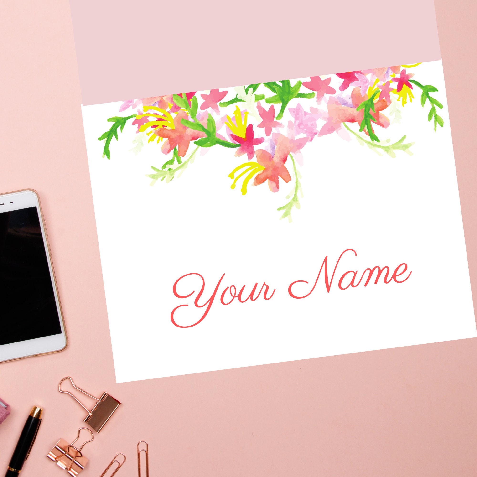 10 Cards Flower Patterned Stationery Initial Stationery - Etsy UK