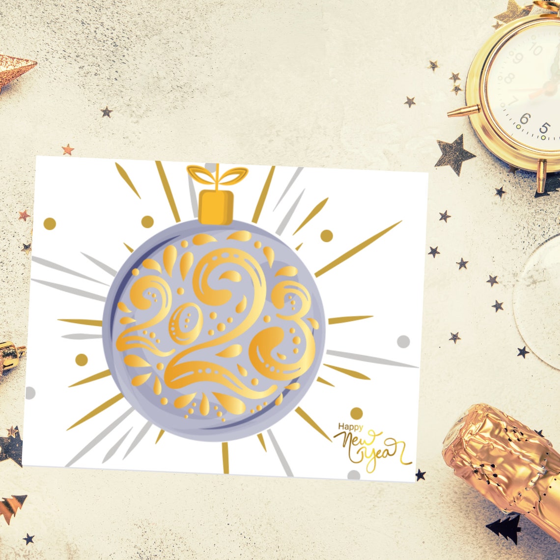 10 Card Set New Years Card Happy New Year 2023 Card Happy - Etsy