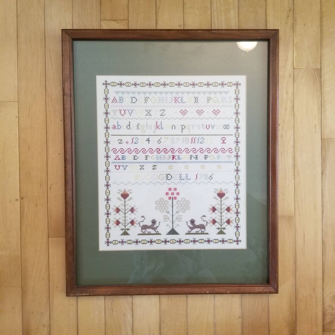 Vintage Framed ABC Needlepoint, ABC Cross Stitch, 1986 Framed ...
