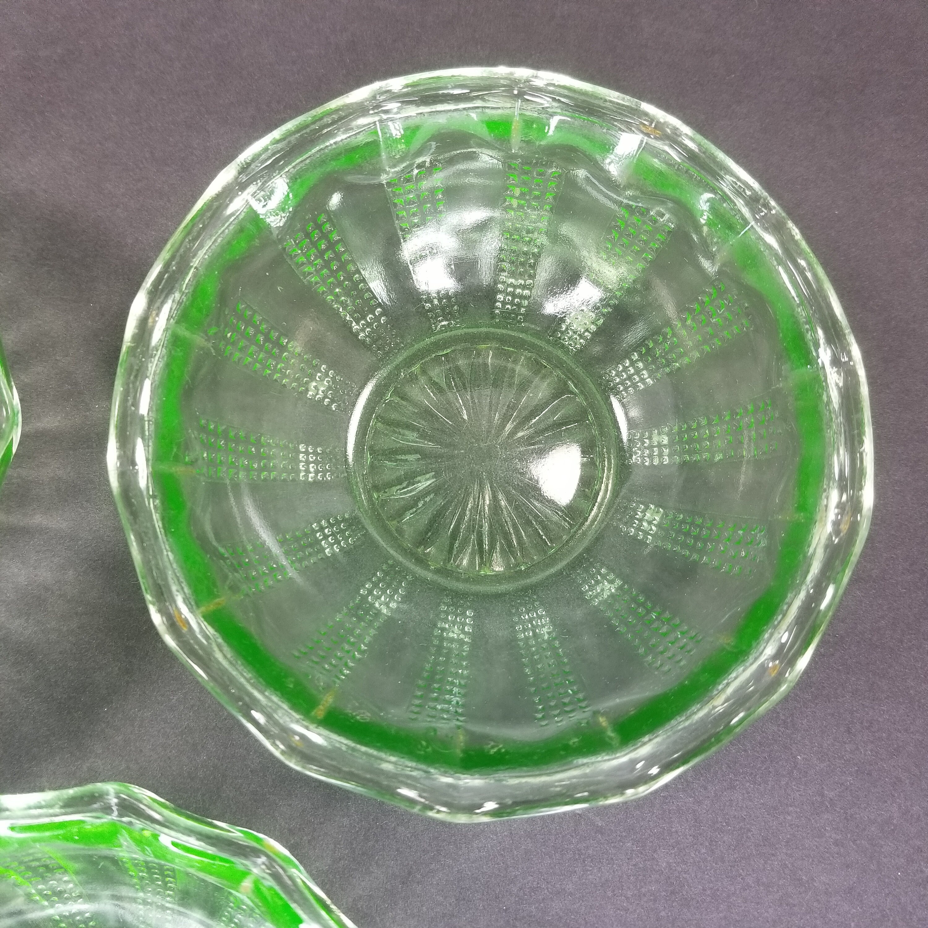 Vintage Set of 3 Hazel Atlas Colonial Basket Uranium Ruffled - Etsy