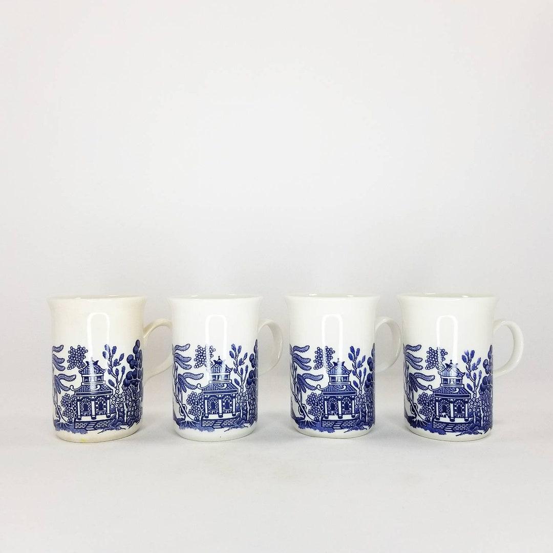 Vintage Set of 4 Blue Willow English Tea Mugs Blue Willow - Etsy