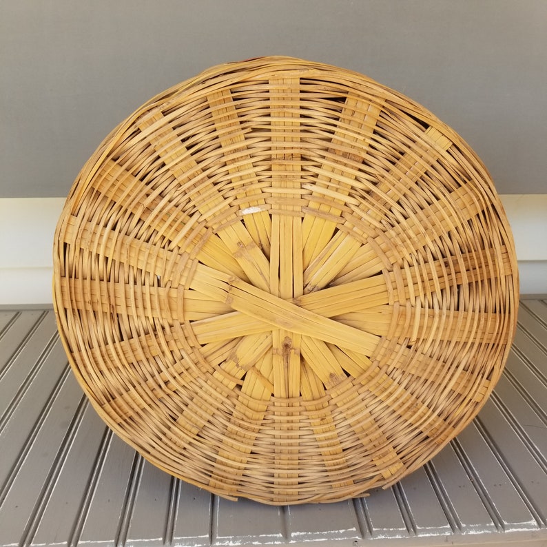 Vintage Handmade Woven Drum Basket With Handle and Lid - Etsy