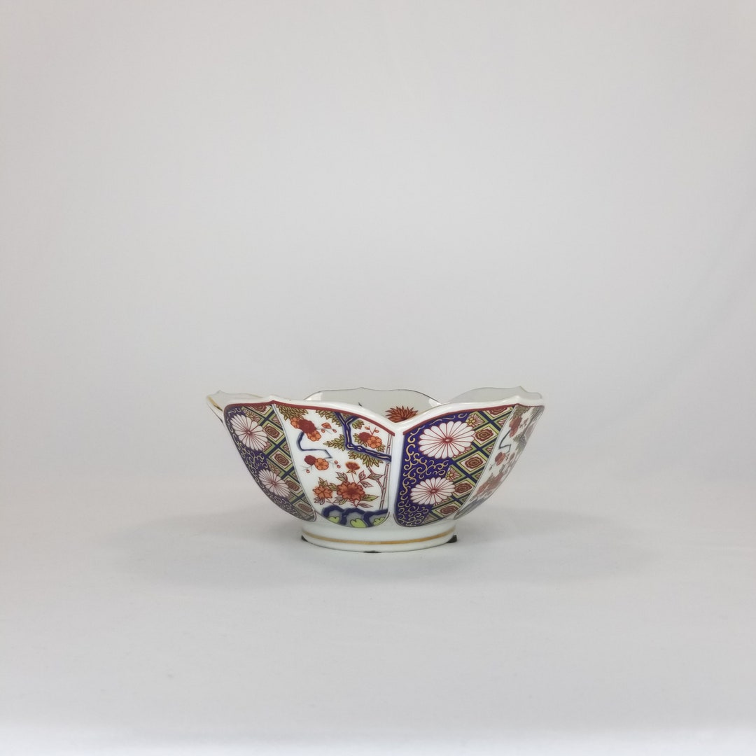 Vintage Japanese Imari Style Lotus Bowl, Japanese Imari Style Lotus ...