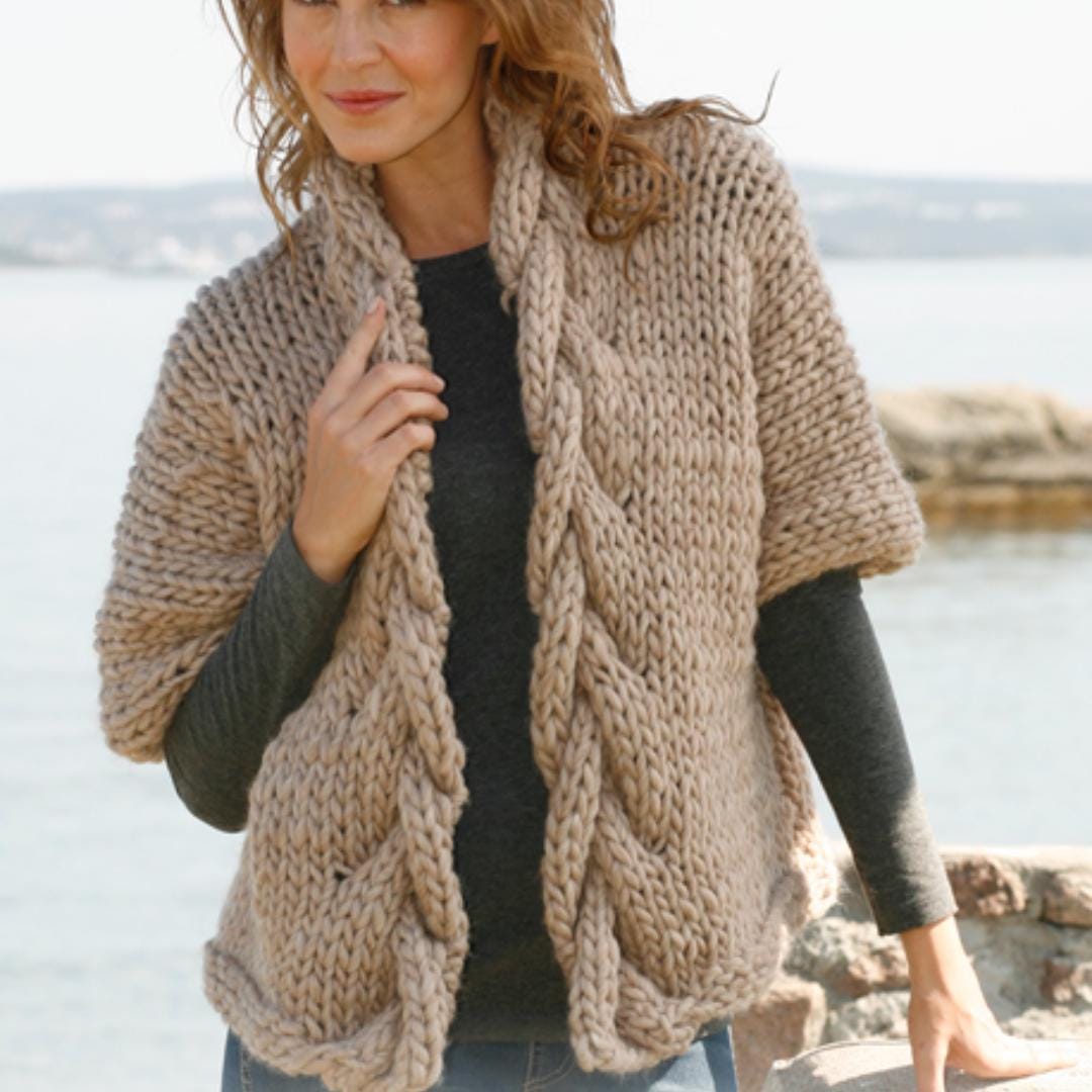 Knitted Wide Jacket With Cables Super Chunky Yarn Made to Order - Etsy