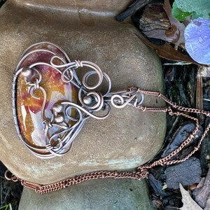 Autumn Colored Oval Swirly Handmade Wire Wrapped Pendant - Etsy
