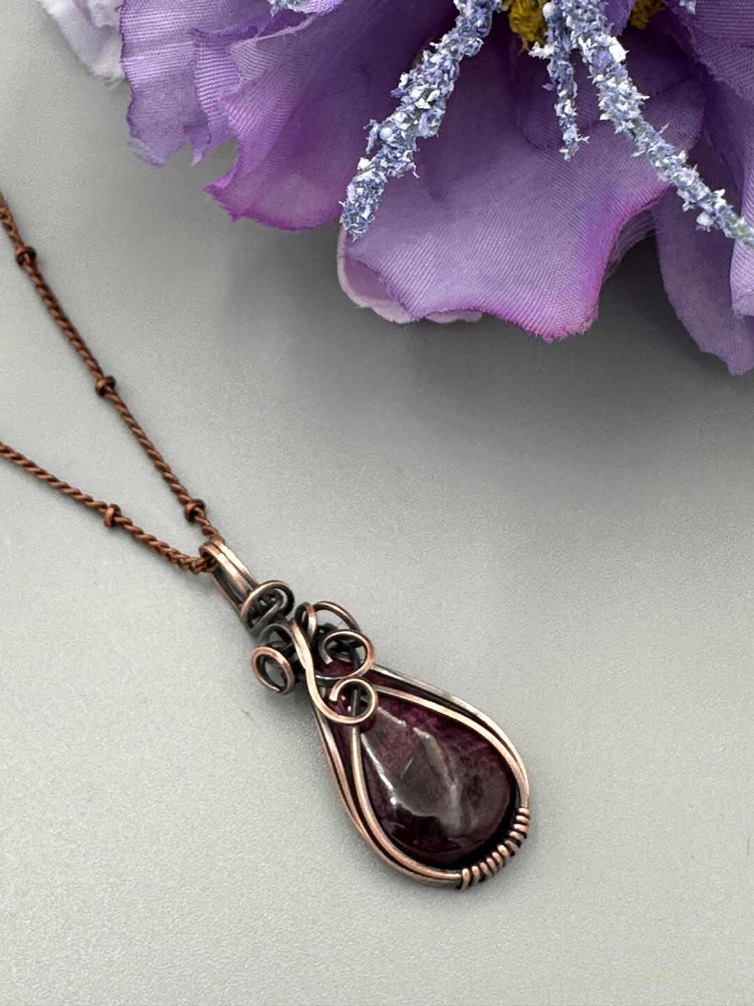 Purple Spiny Oyster Teardrop Handmade Wire Wrapped Pendant - Etsy
