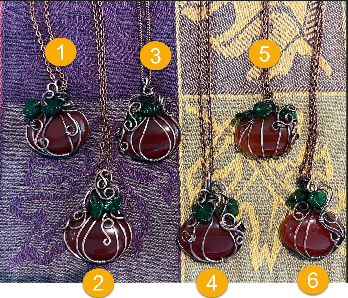 Copper Wire Wrapped Handmade Pumpkin Pendants - Etsy